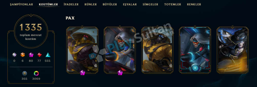 1335 skin Black alistarpax skinleri Satın Al ve Fiyatları