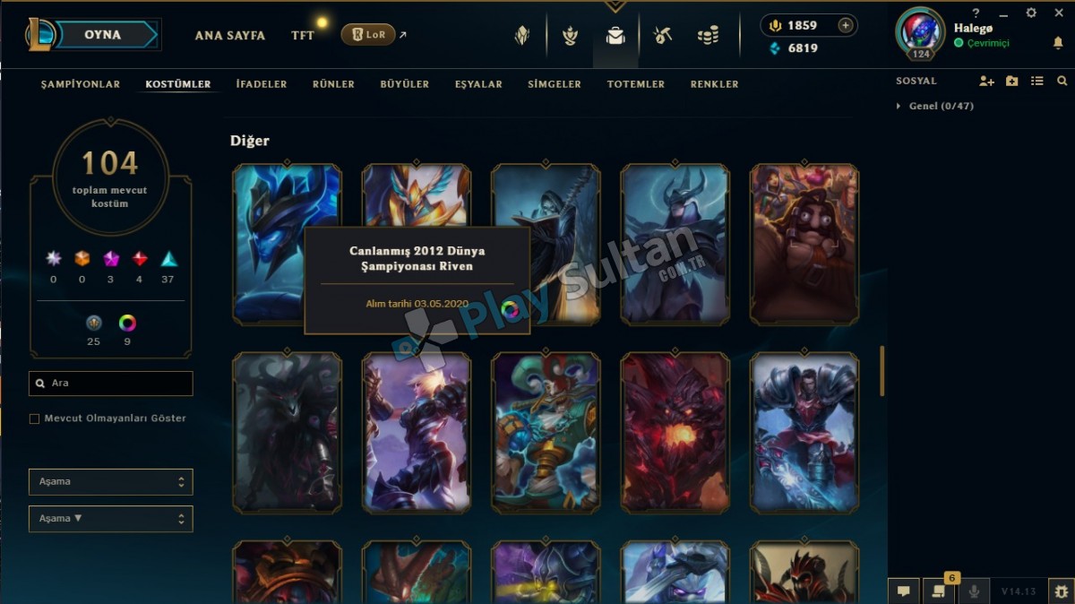 EUW 124 LEVEL 104 KOSTUM 2K RP FULL HERO Satın Al ve Fiyatları