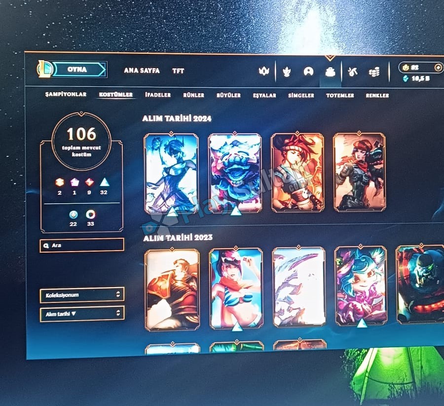LEAGUE OF LEGENDS PLAT 2 HESAP 106 KOSTÜMLÜ Satın Al ve Fiyatları