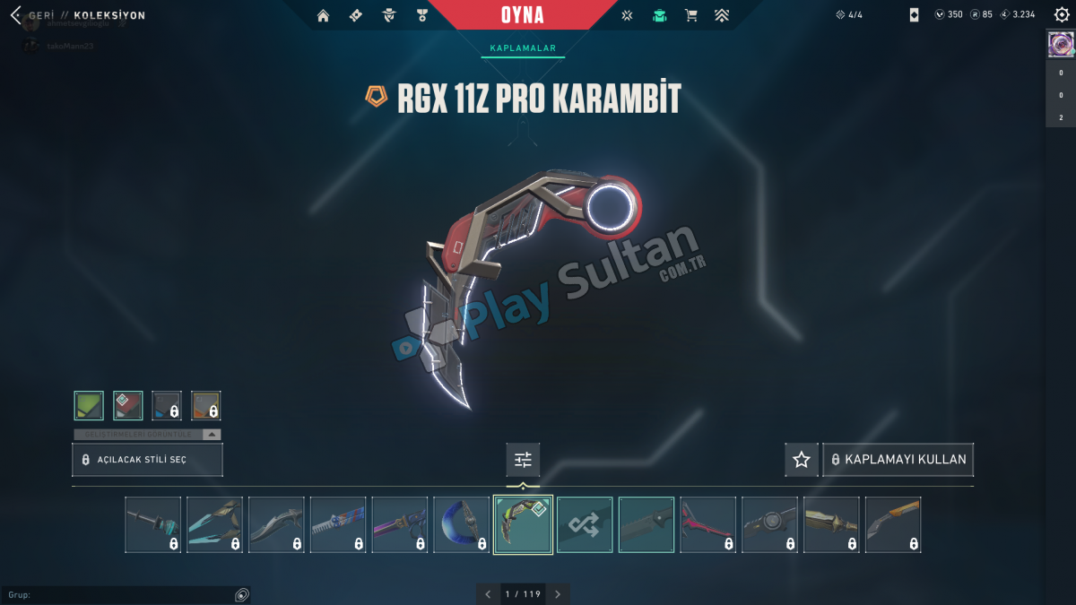 VALORANT RGX PRO KARAMBİT HESAP Satın Al ve Fiyatları